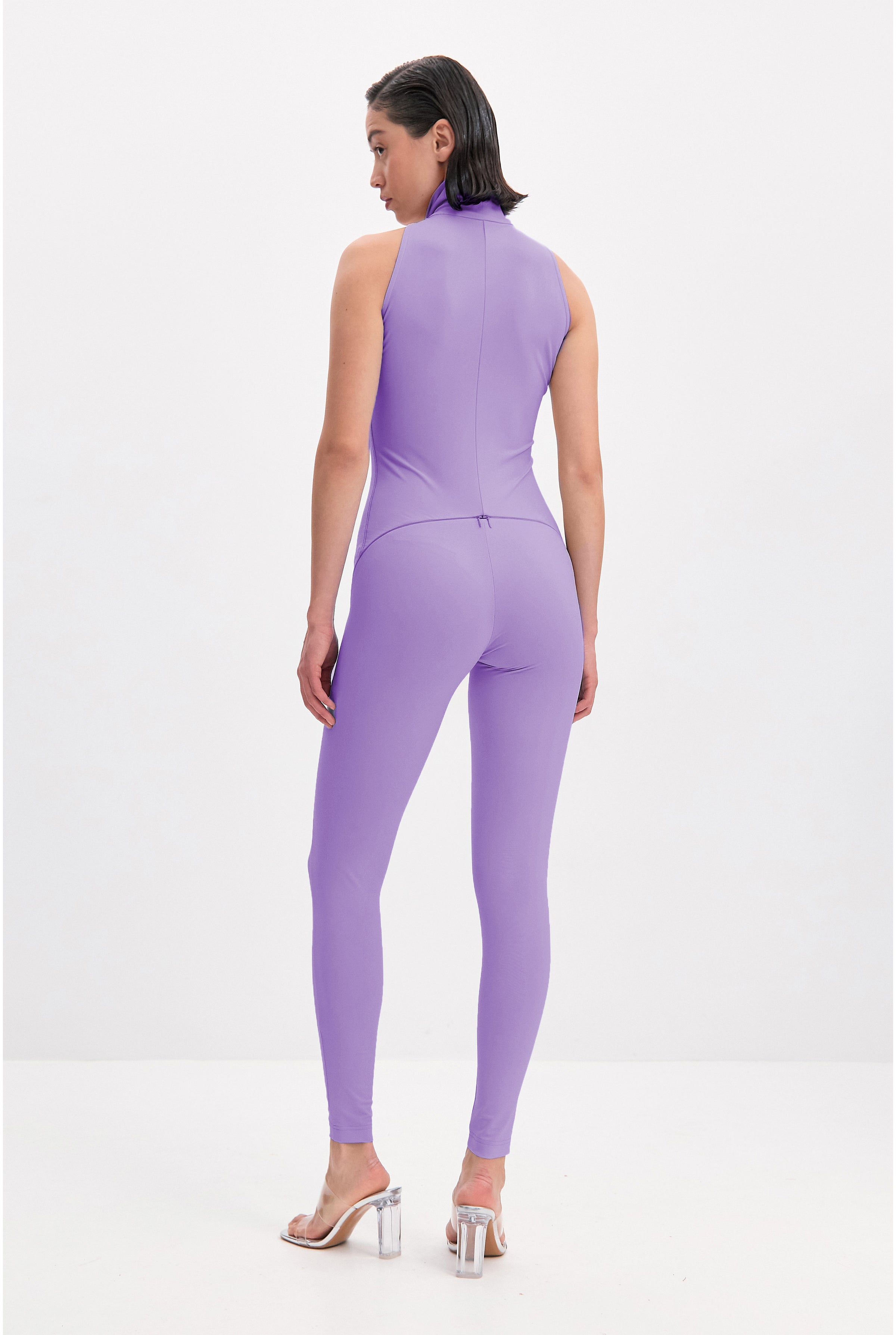 Lavender Sleeveless High Neck Zip Up Bodysuit Americana – MONOSUIT