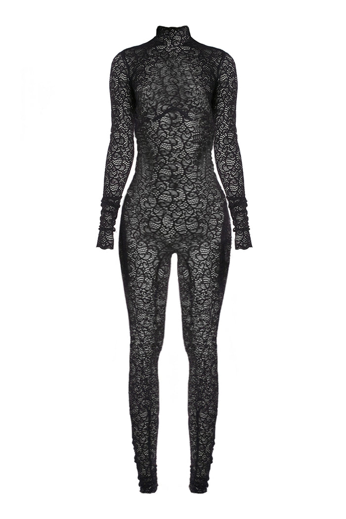 Black Lace Bodysuit Long Sleeve FLEXY – MONOSUIT